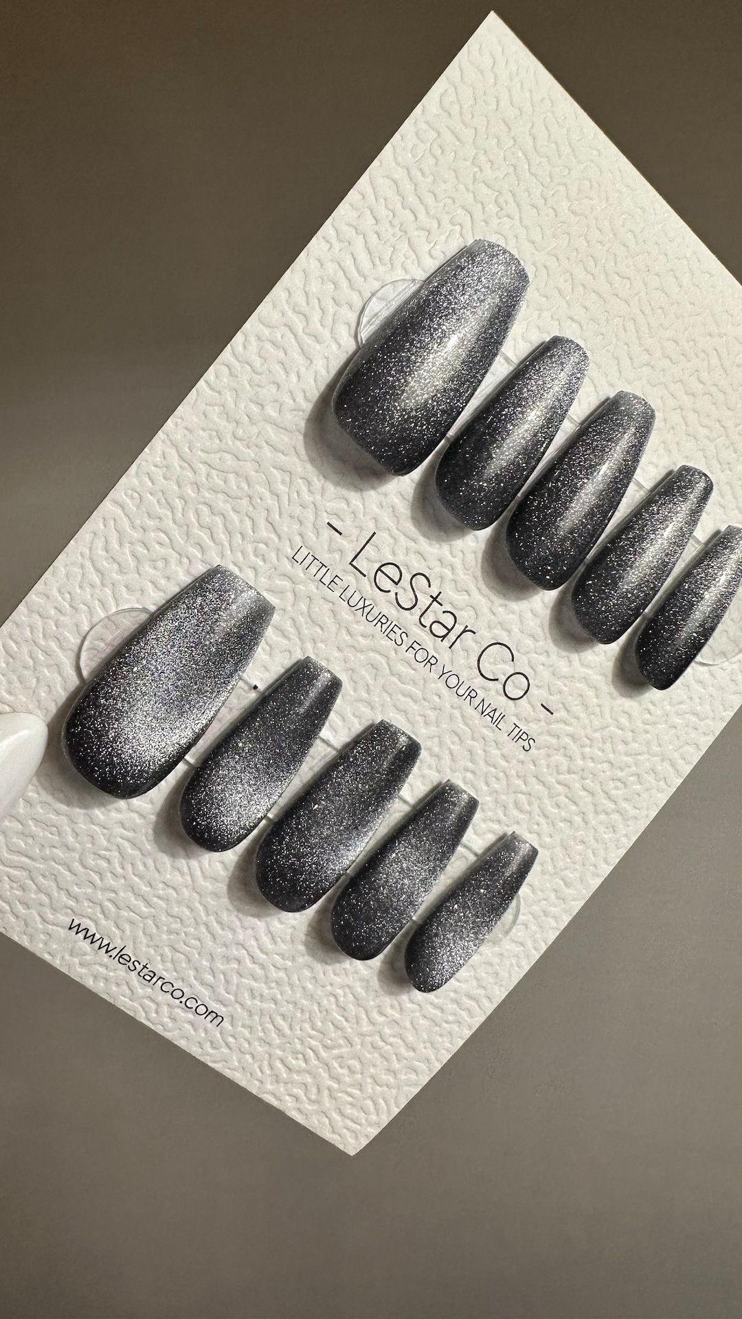 Reusable Moonlit Ash Grey Cat Eye | Nails Premium Press on Nails Gel Manicure Handprint Pressons ...