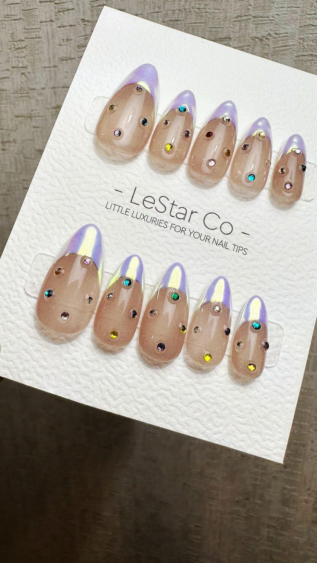 Reusable Iridescent Jewel French Tip | Handmade Press on Gel Nails ...