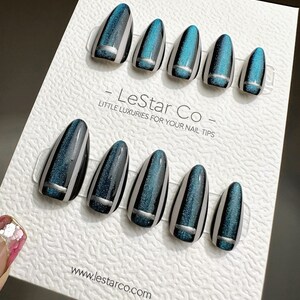 Reusable Galactic Gleam| Premium Press on Nails Gel Hand Painted ...