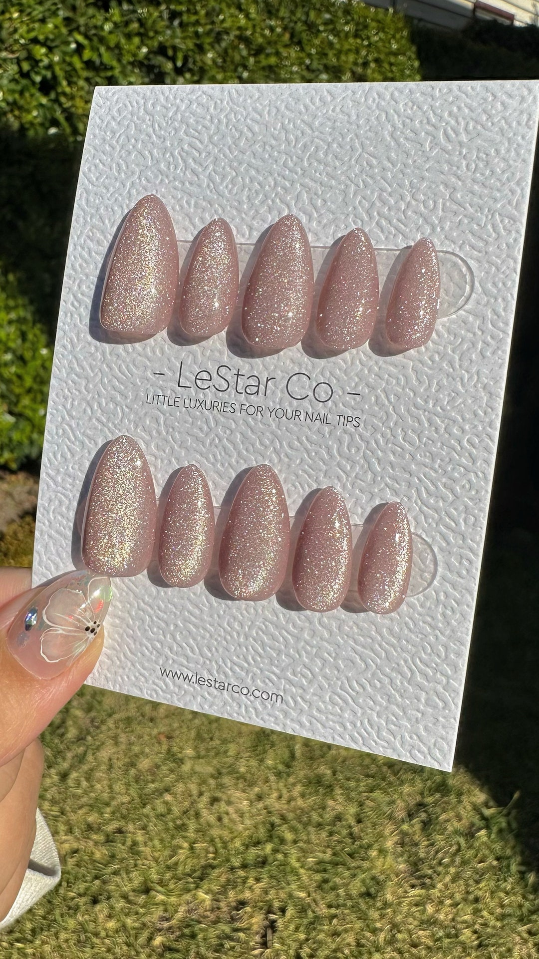 Reusable Champagne Cat Eye Effect Nails Premium Press On Nails Gel 3195