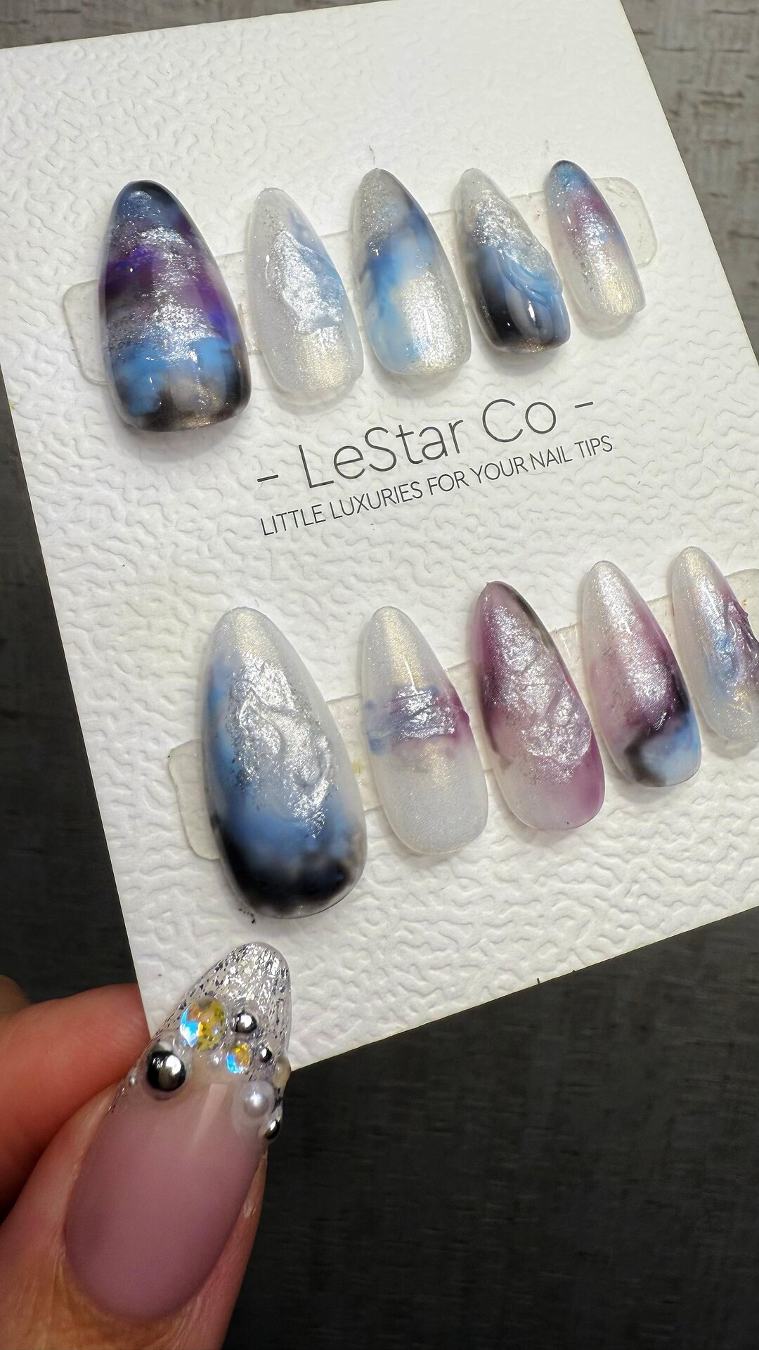 Galaxy Haze Press on Nails: Handmade Reusable Gel Faux Nails - Etsy