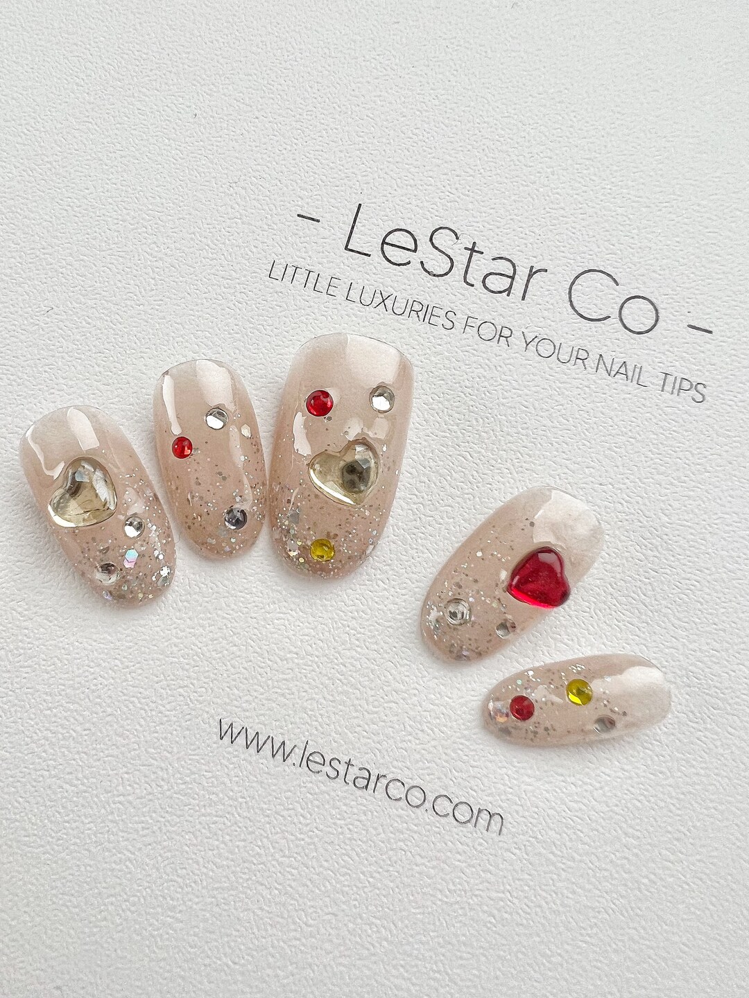 Reusable Summer Festival Nails Premium Short Press on Nails Gel ...
