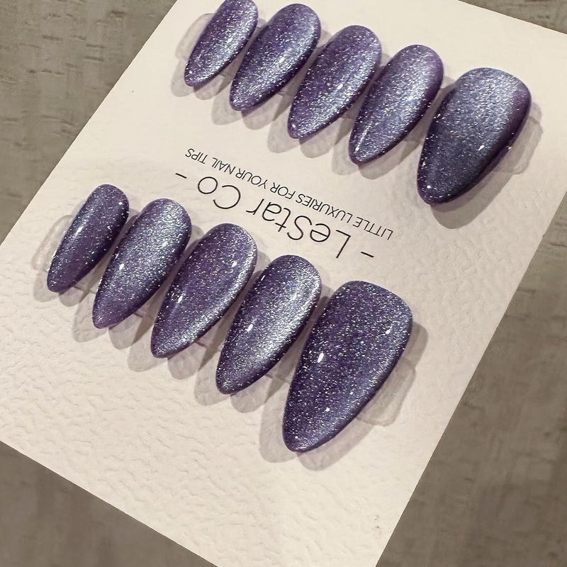 Lavender Cat Eye Nails - Etsy