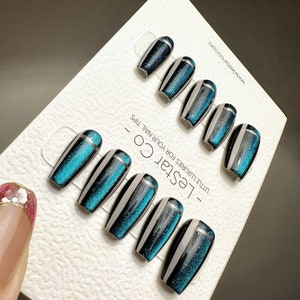 Reusable Galactic Gleam| Premium Press on Nails Gel Hand Painted ...