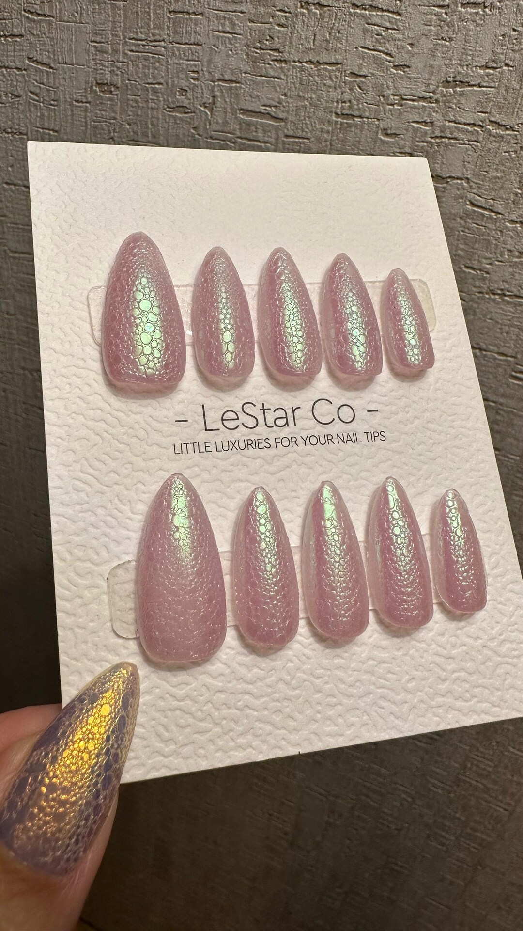Handmade Press on Prismatic Pink Bubble Effect Gel Nails 4for3 Timed ...
