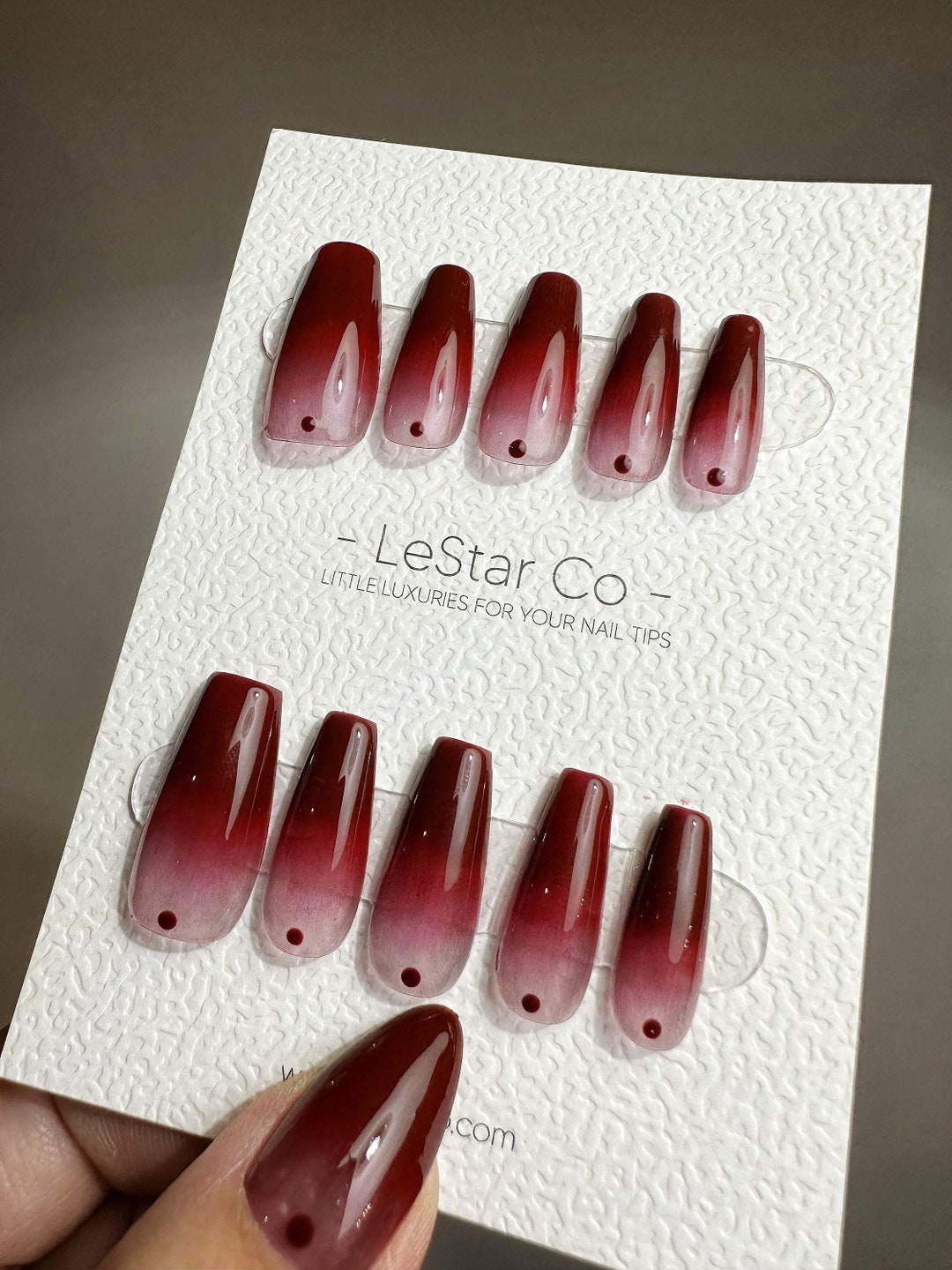 Handmade Press on Bloody Gradient Gel Acrylic Nails 4for3 Timed Offer ...