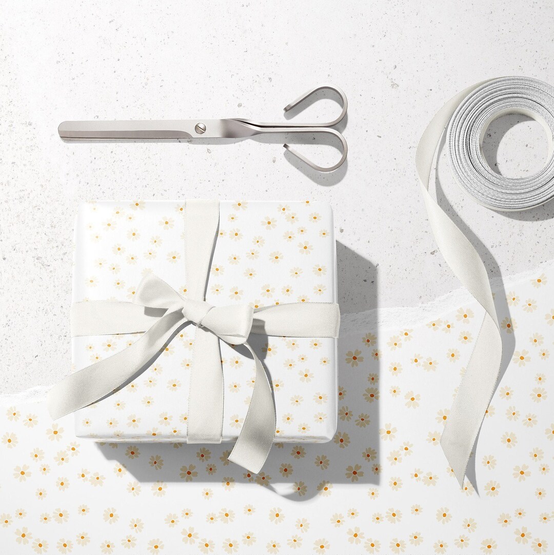 Soft Neutral Daisy Wrapping Paper - Etsy