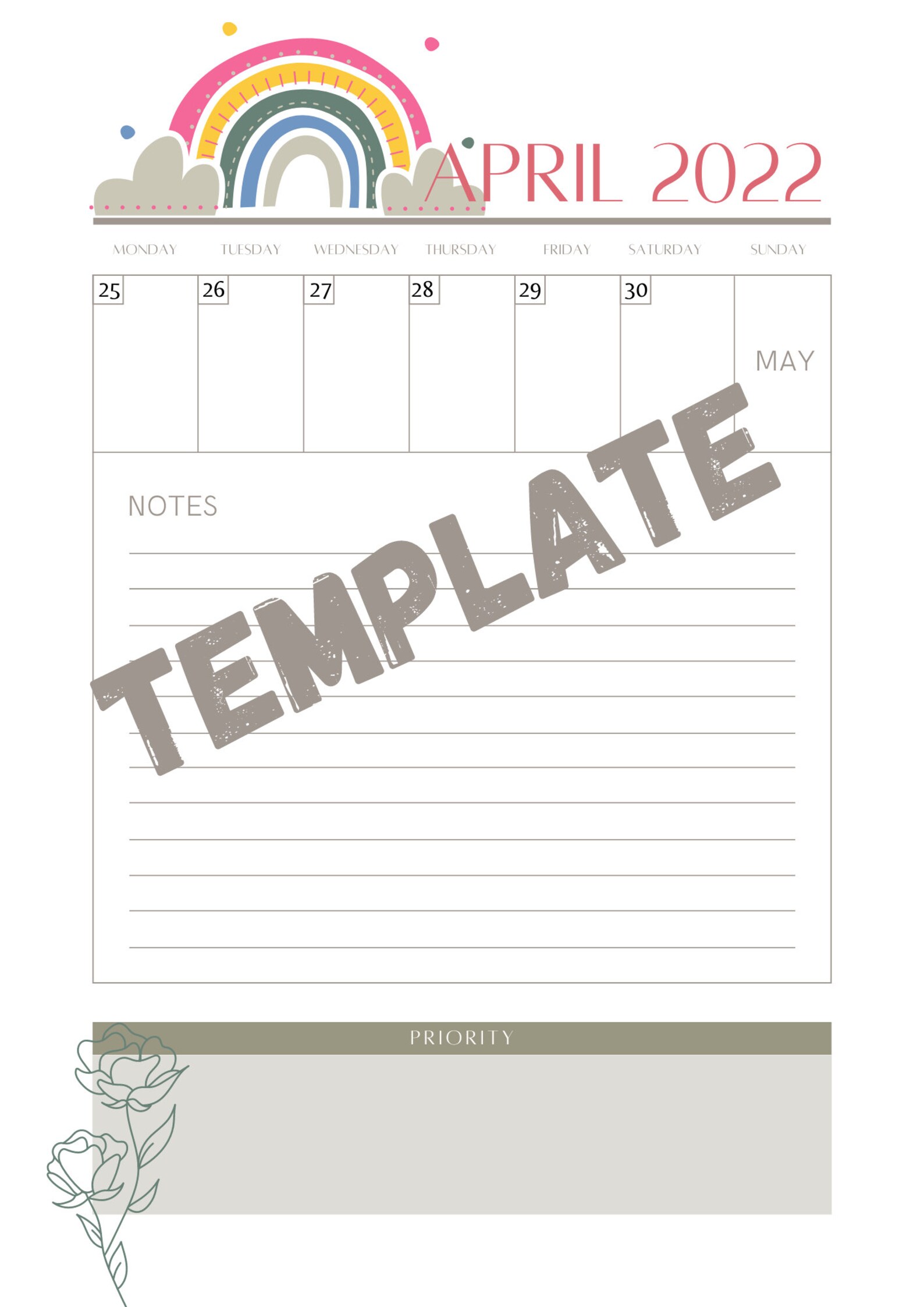 2022 Printable Planner Simple Designs | Etsy