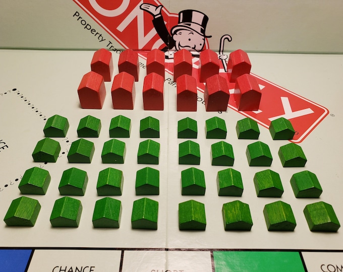 1995 MONOPOLY DELUXE EDITION Wood Houses and Hotels - Etsy