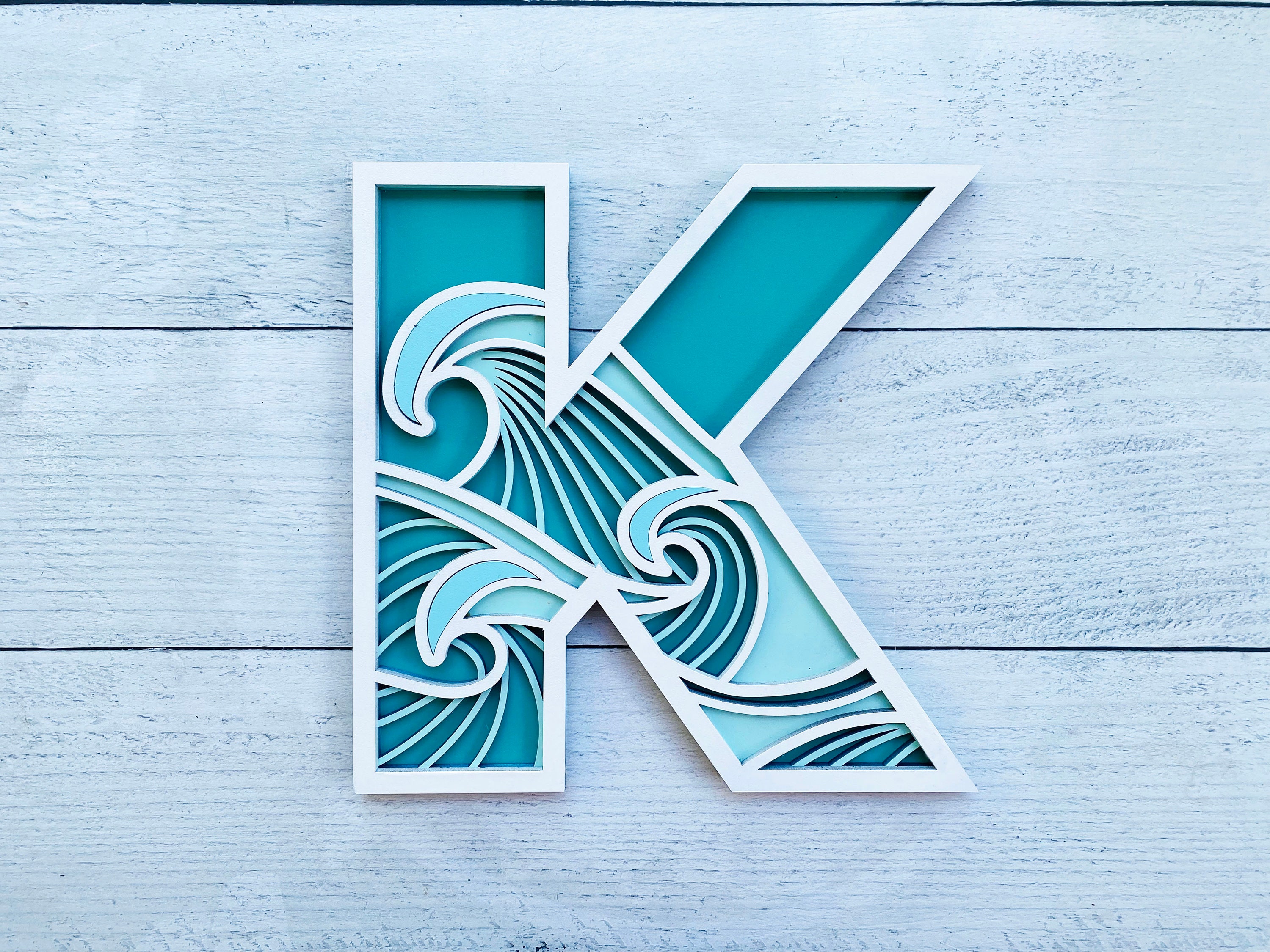 Wave Alphabet Letters Letter Wall Art Initial Wall Art - Etsy