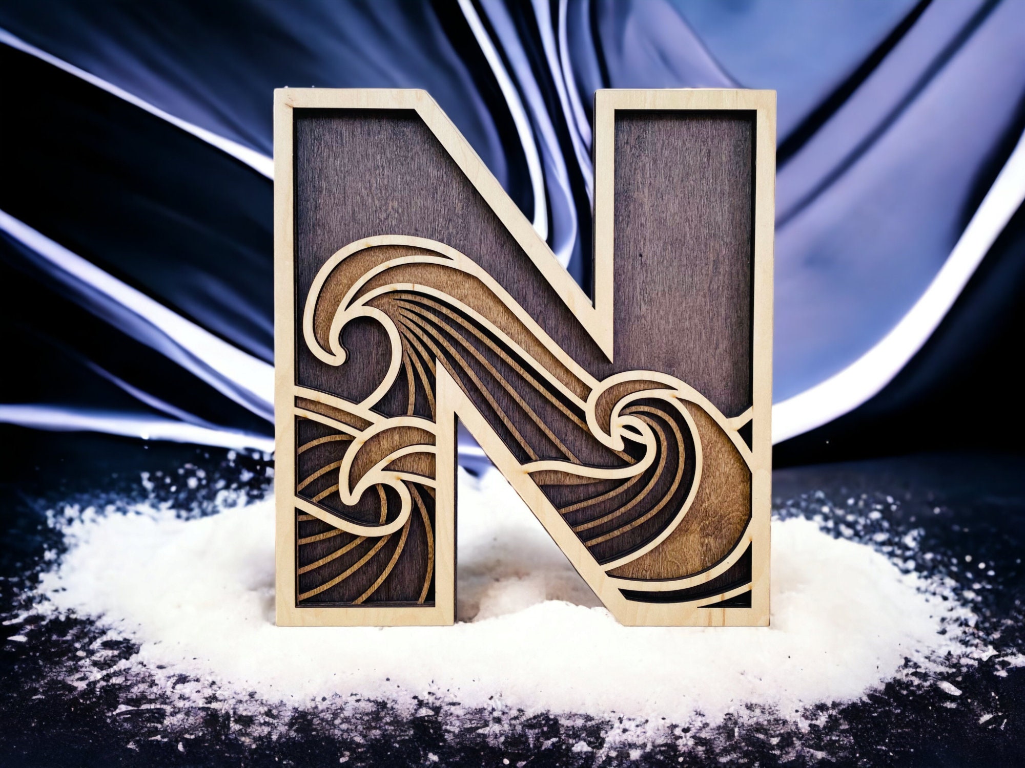 Wave Alphabet Letter Wall Art: Layered Nursery Decor - Etsy