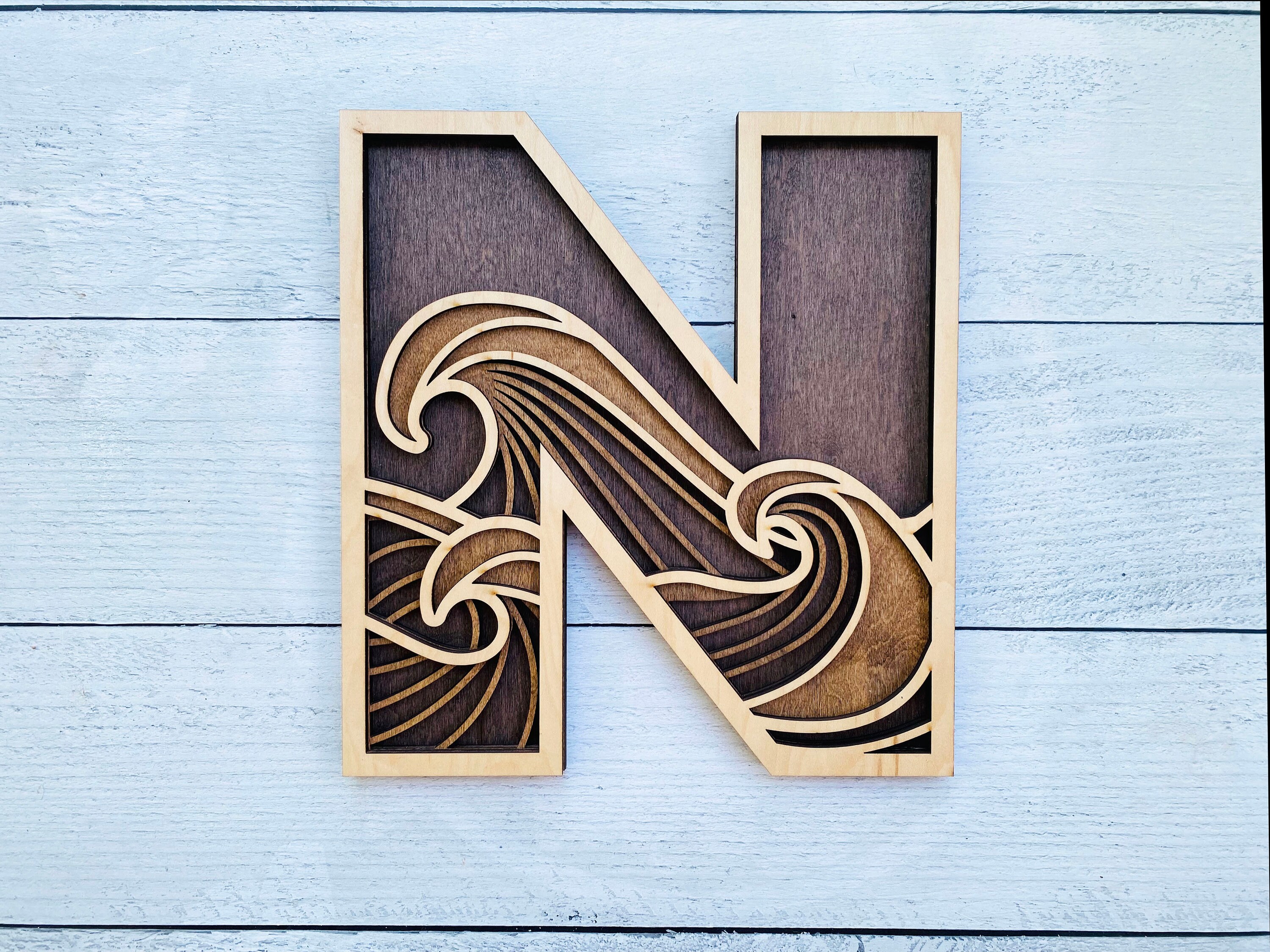Wave Alphabet Letters Letter Wall Art Initial Wall Art - Etsy