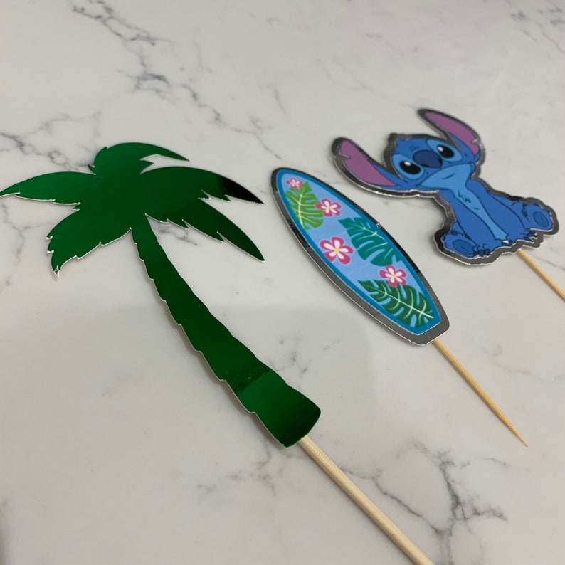 Lilo and Stitch/surf Board/palm Tree Cake Toppers - Etsy UK