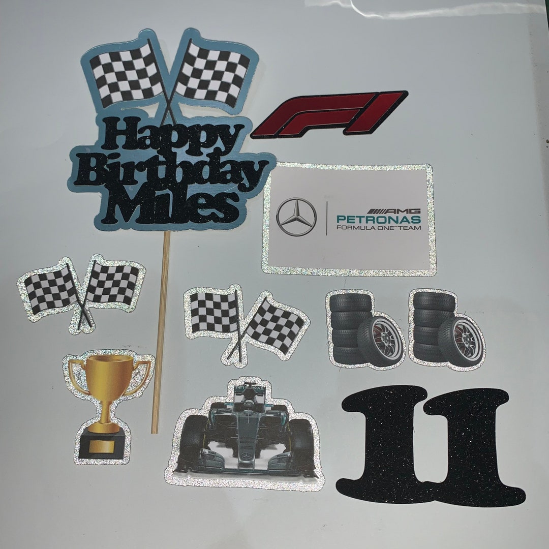 Mercedes F1 Racing Car Cake Topper Set - Etsy