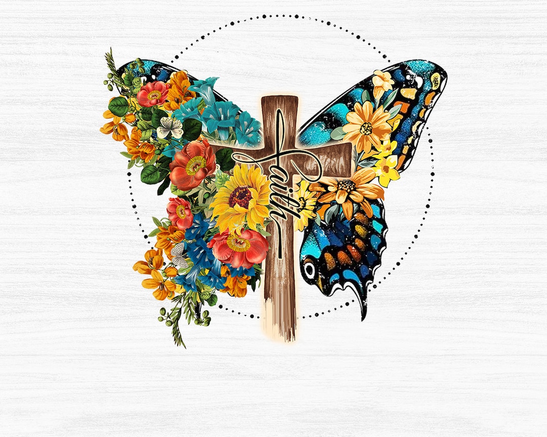 Faith Butterfly Png, Christian Gift Butterflies Png, Faith Cross Shirt ...