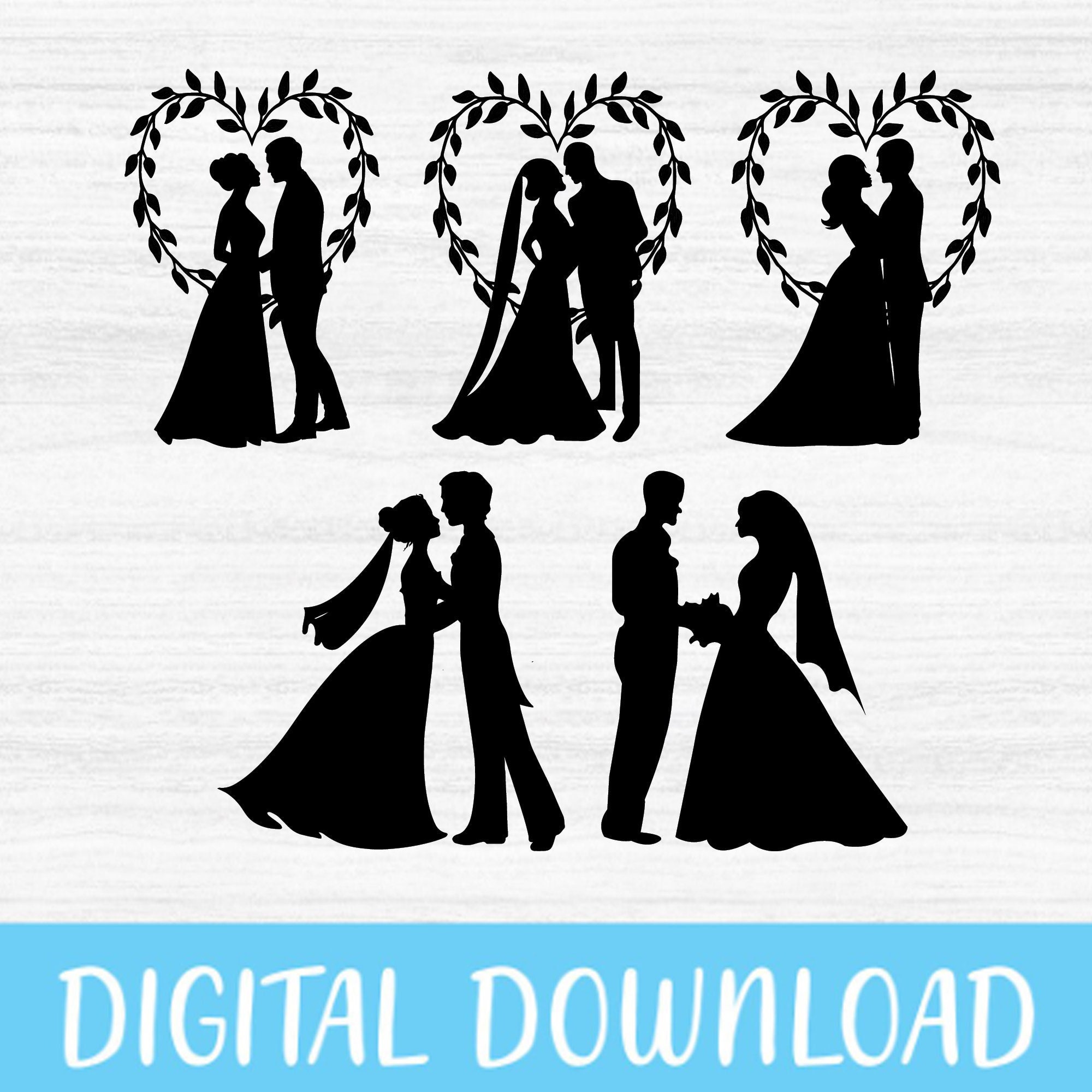Wedding Couple Svg Newlyweds Svg Silhouette Wedding Heart - Etsy UK