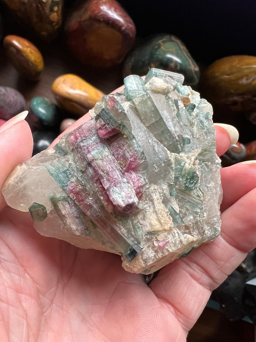 HUGE Watermelon Tourmaline in Matrix Lepidolite Bicolor Gem Quality ...