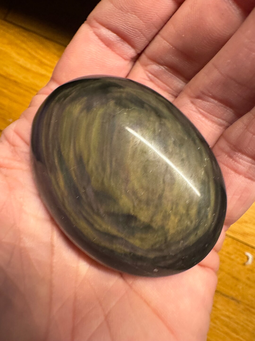 AAA Royal Velvet Obsidian Peacock Palm Stone Chatoyant Movement of ...