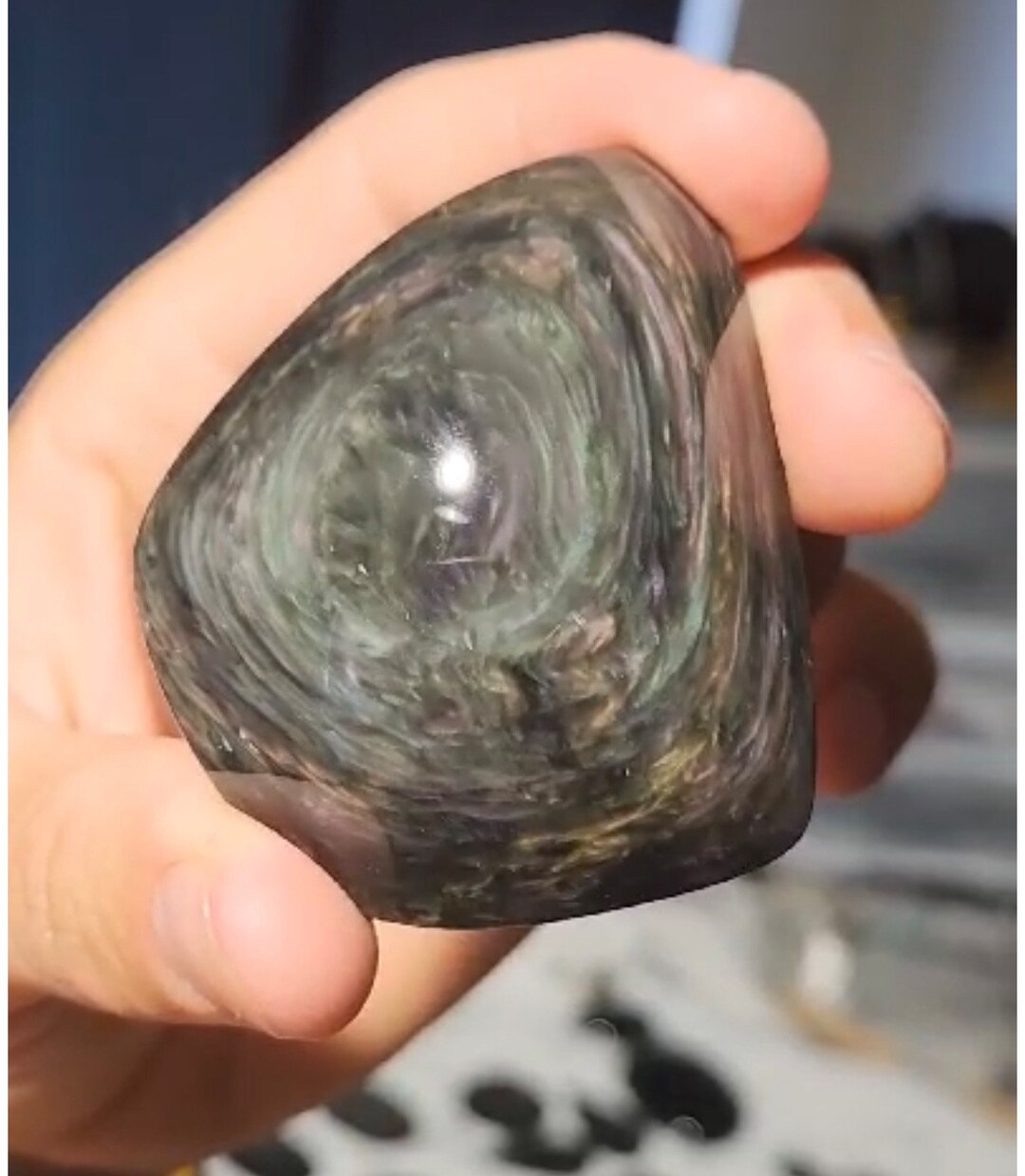 Velvet Obsidian Palm Stone Polished Freeform Rare Crystal Huge Big ...