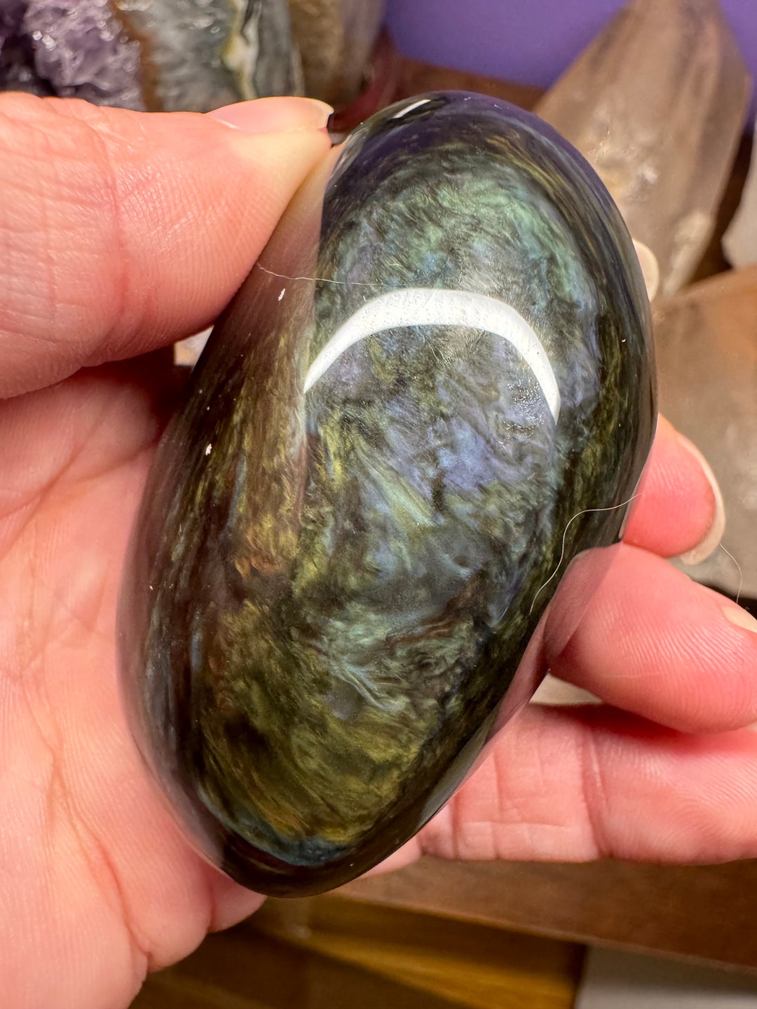 AAA BEST Extremely Chatoyant Velvet Obsidian Royal Peacock Obsidian ...