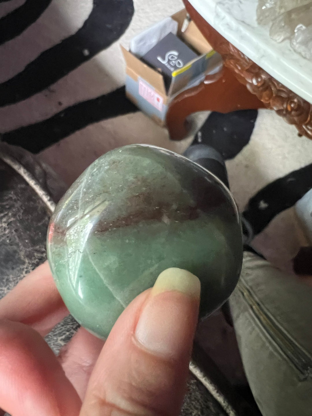 Nephrite Jade With Iron Green and Red Palm Stone Large Palmstone Big - Etsy