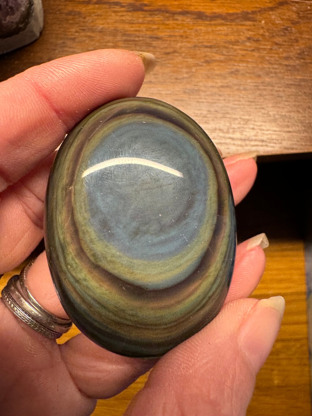 Color Movement Royal Velvet Obsidian Palm Stone Chatoyant Palmstone ...