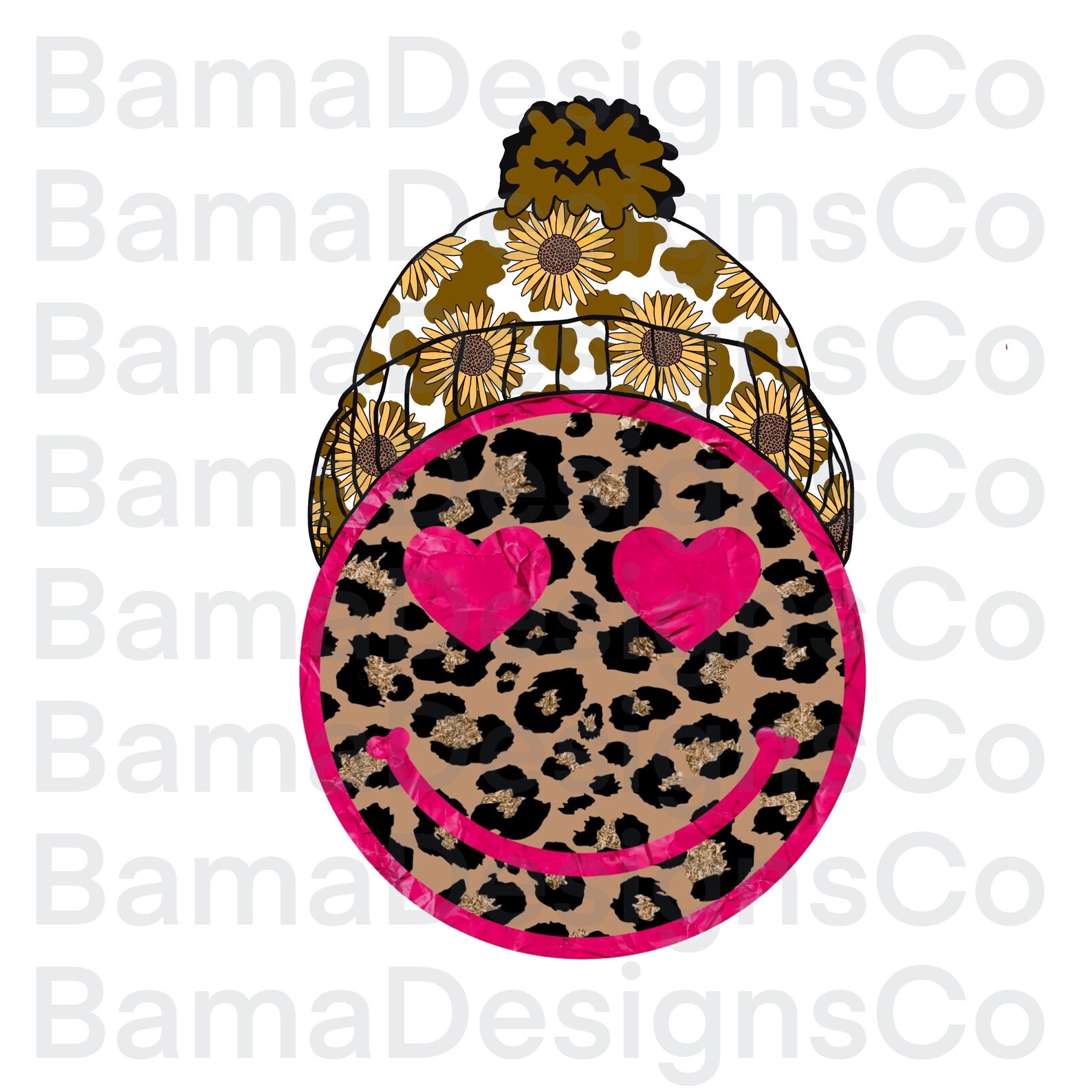 Cheetah Smiley Face Sublimation Digital Design - Etsy