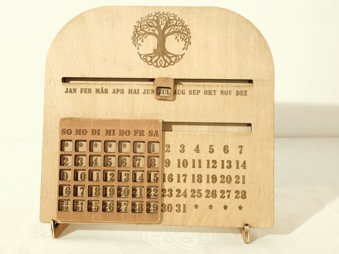 Endloskalender, ewiger Kalender, Kalender zum Schieben, Jahreskalender ...