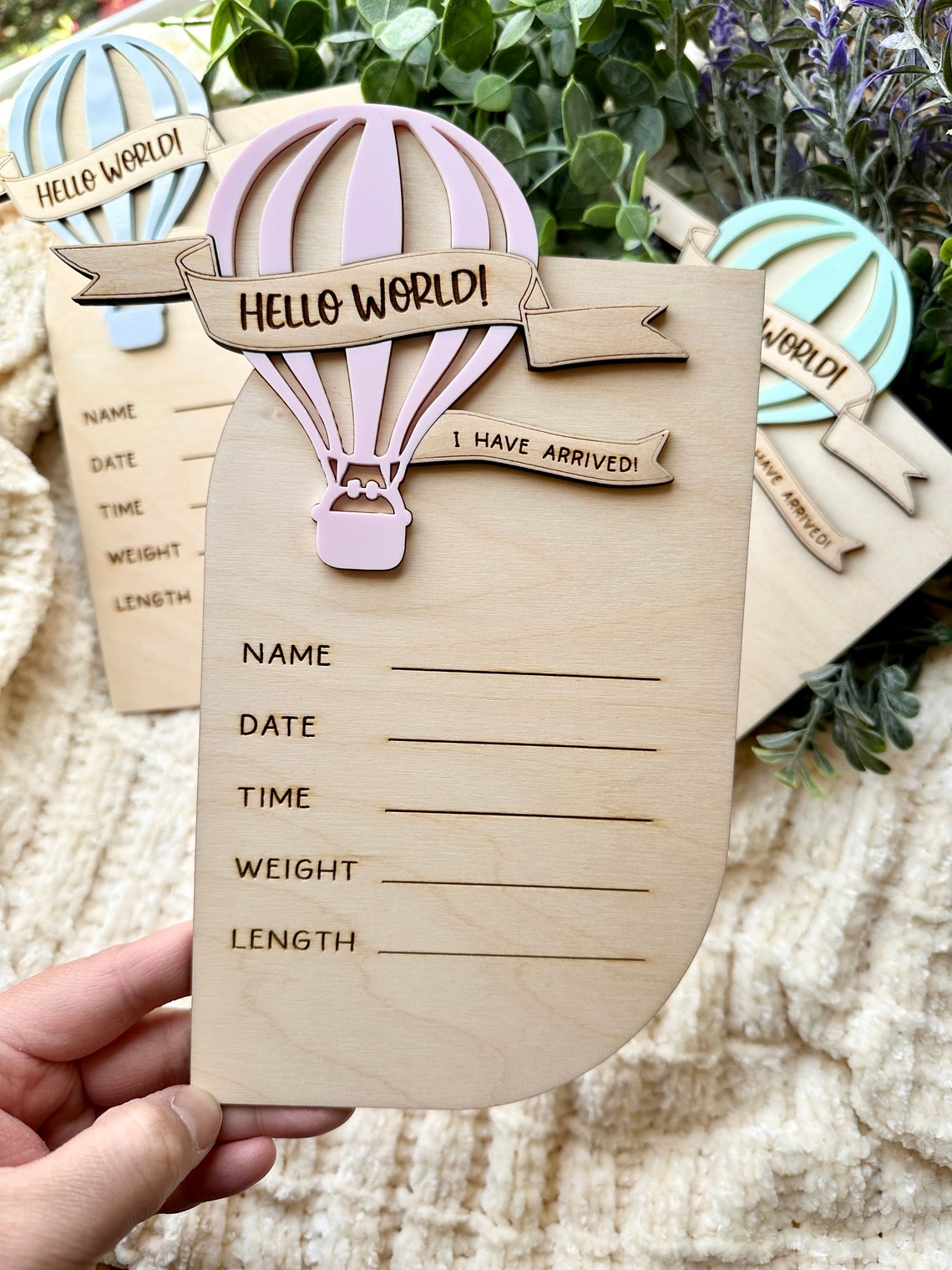 Hot Air Balloon Birth Stat Sign ready to Ship - Etsy