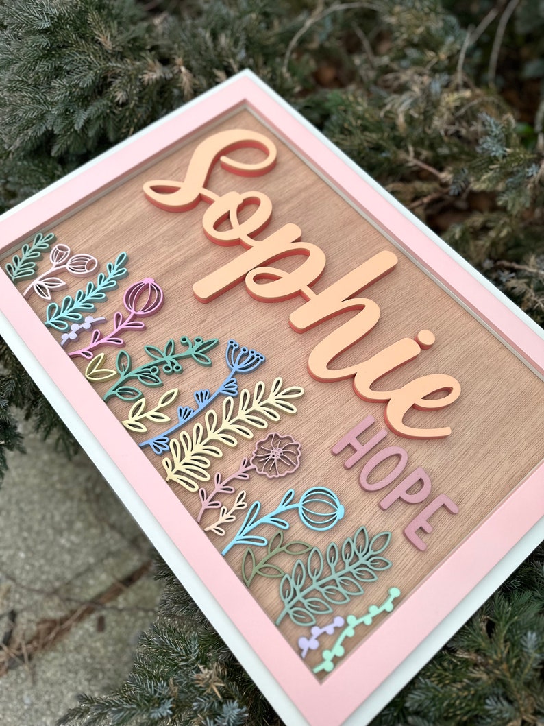 Wildflower Name Sign Personalized Nursery Name Sign Wooden Name Sign ...
