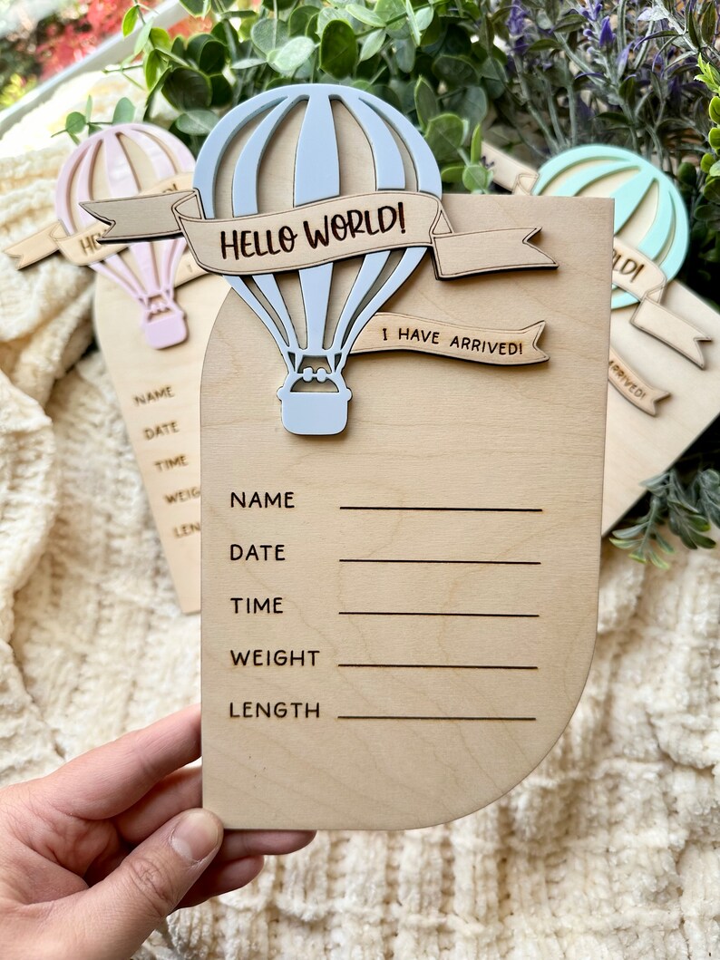 Hot Air Balloon Birth Stat Sign ready to Ship - Etsy