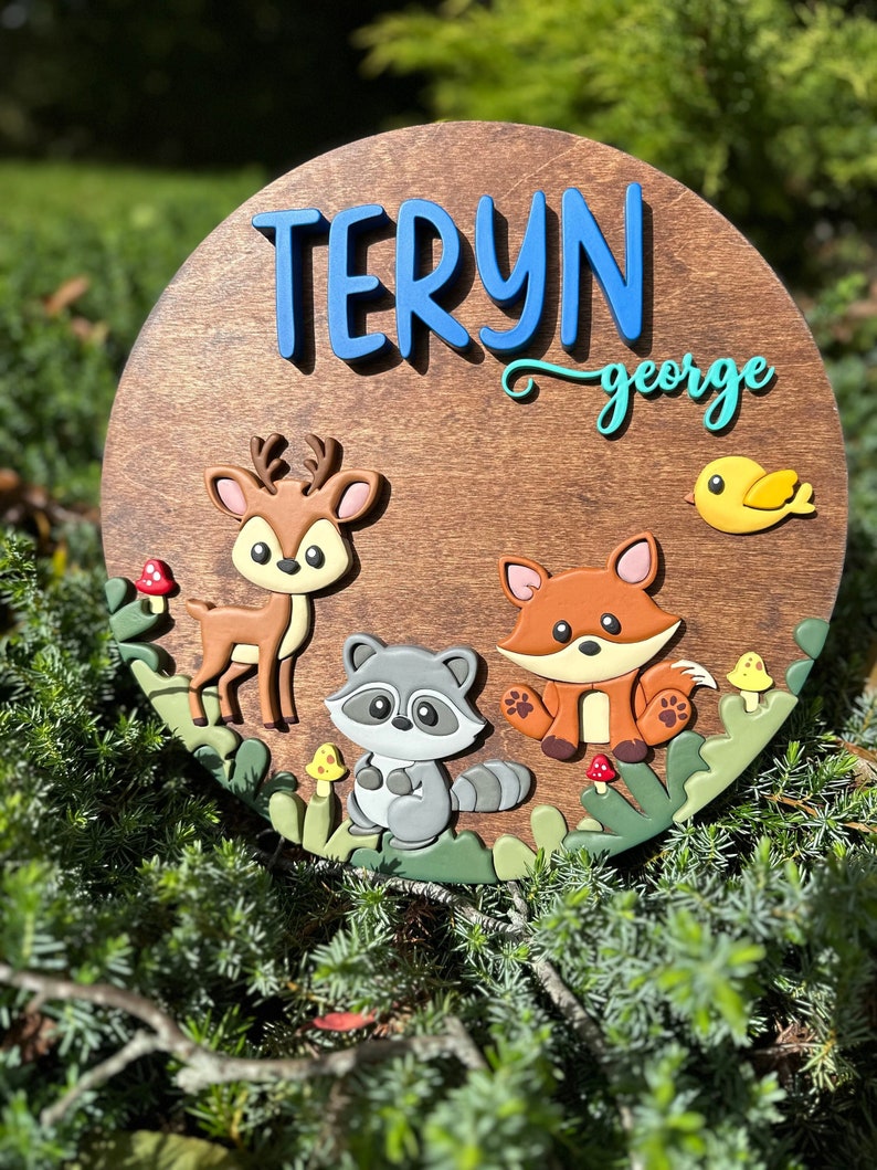 Woodlands Personalized Nursery Sign, Woodlands Theme, Name Sign, Kid's ...