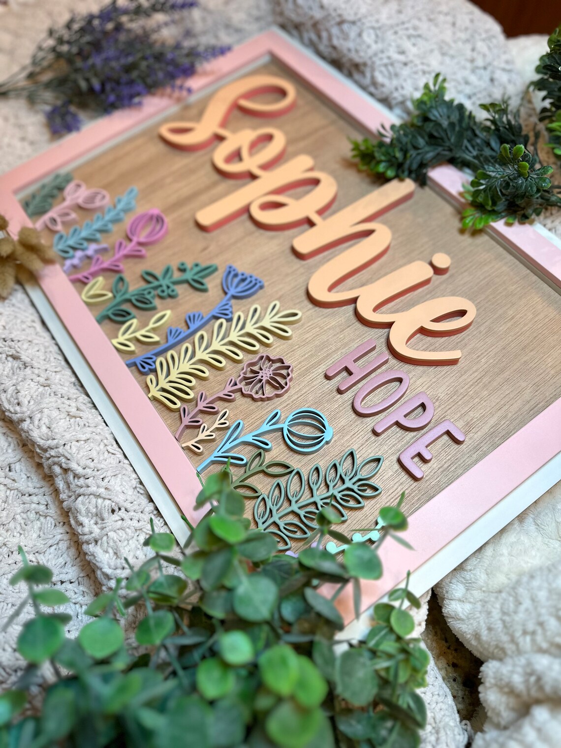 Wildflower Name Sign Personalized Nursery Name Sign Wooden Name Sign ...