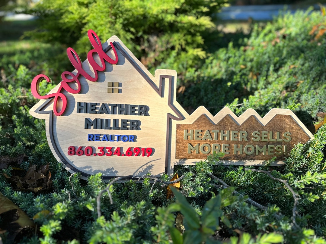 Realtor Personalized Sold Sign, Real Estate Sold, Property Agent Sign ...