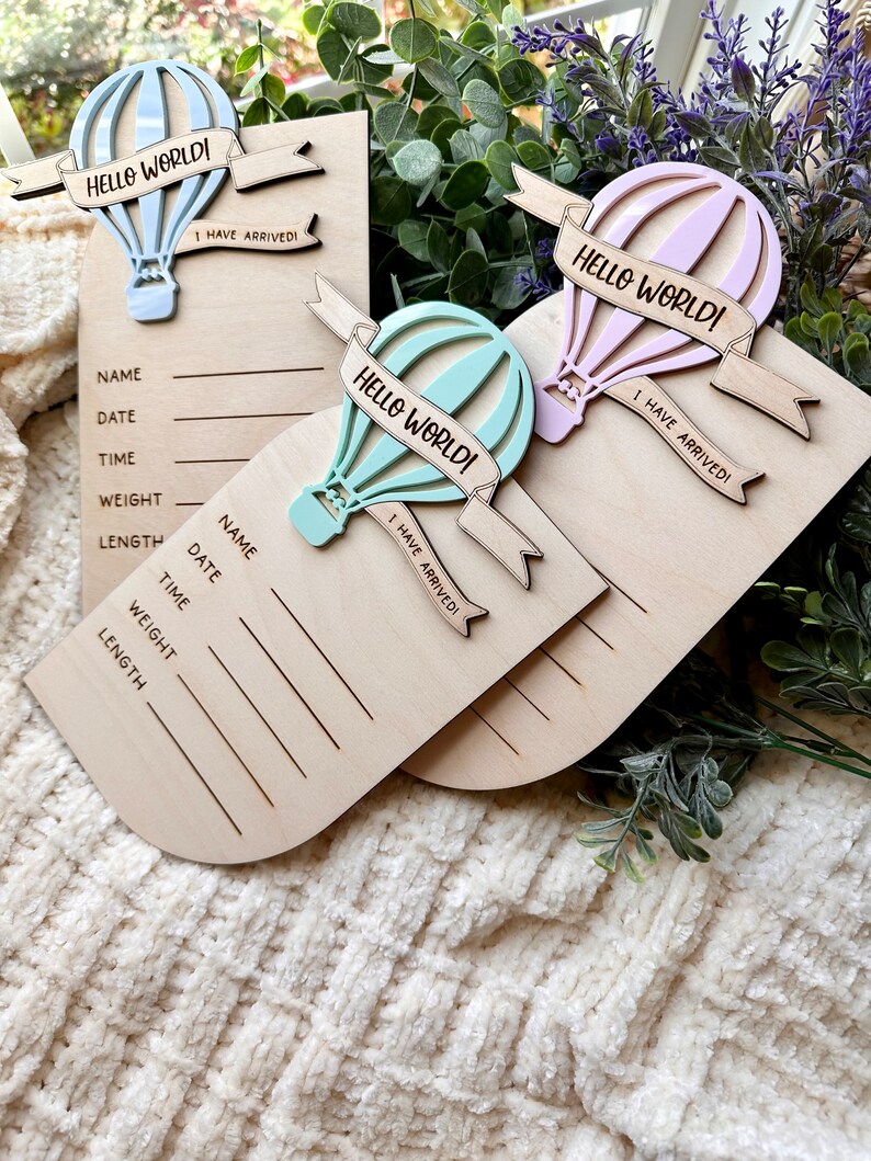 Hot Air Balloon Birth Stat Sign ready to Ship - Etsy
