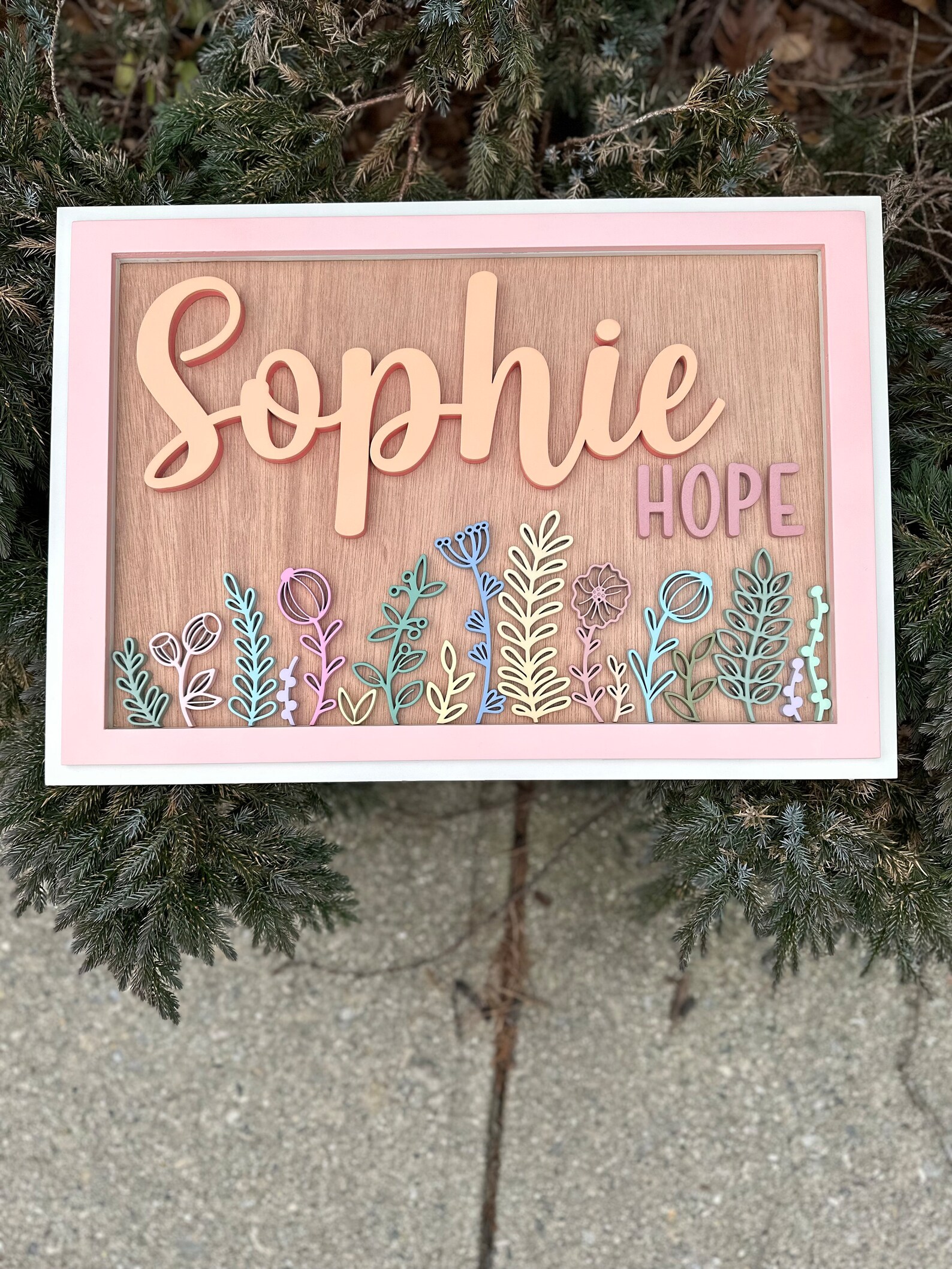 Wildflower Name Sign Personalized Nursery Name Sign Wooden Name Sign ...