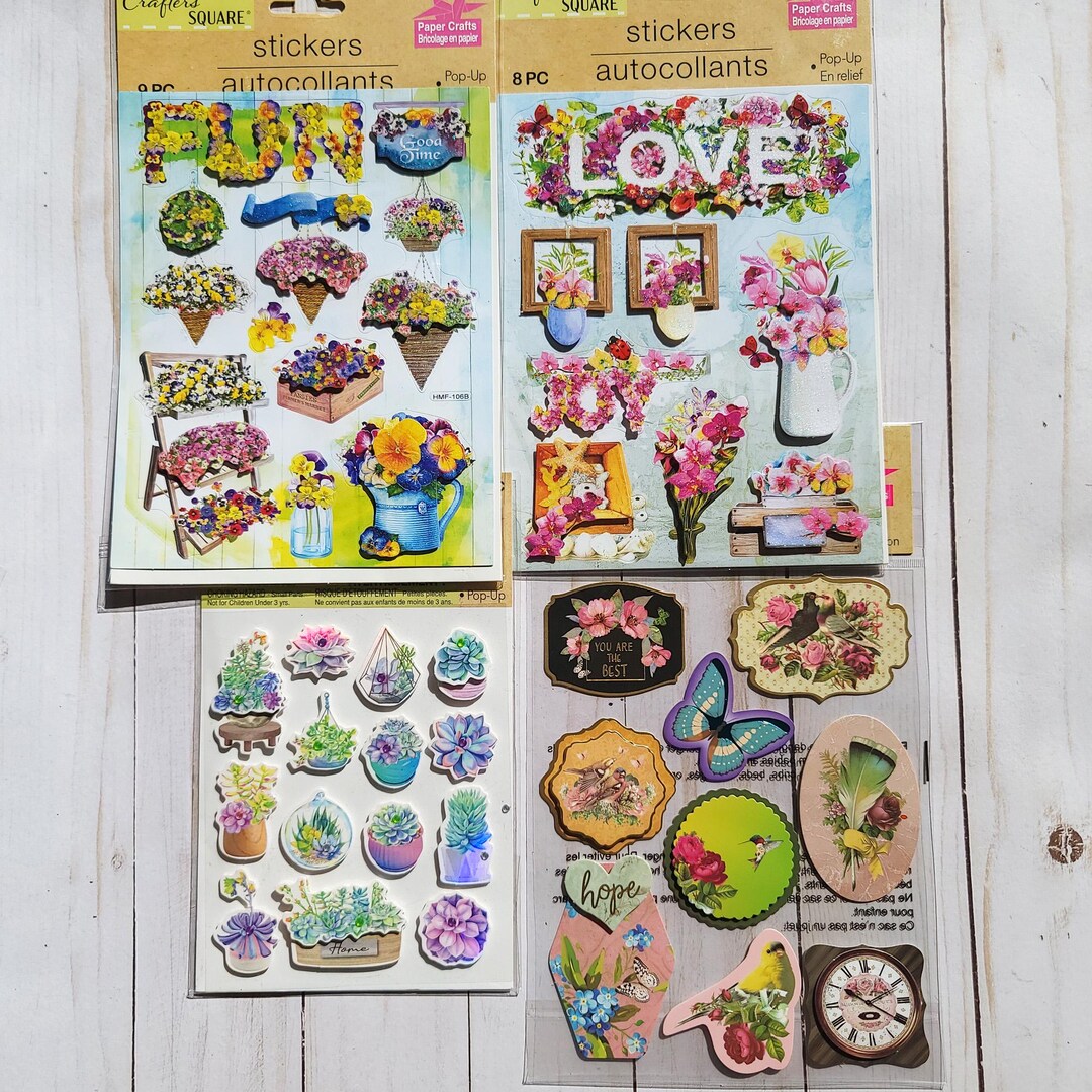 Flowers & Garden Dimensional Stickers, Assorted Sticker Sets for Card ...