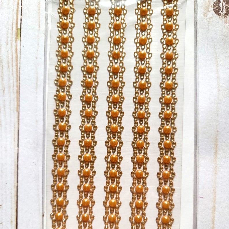 Jewel Flower Border Stickers, Gold-ish Pearls Jewel Scrapbooking ...