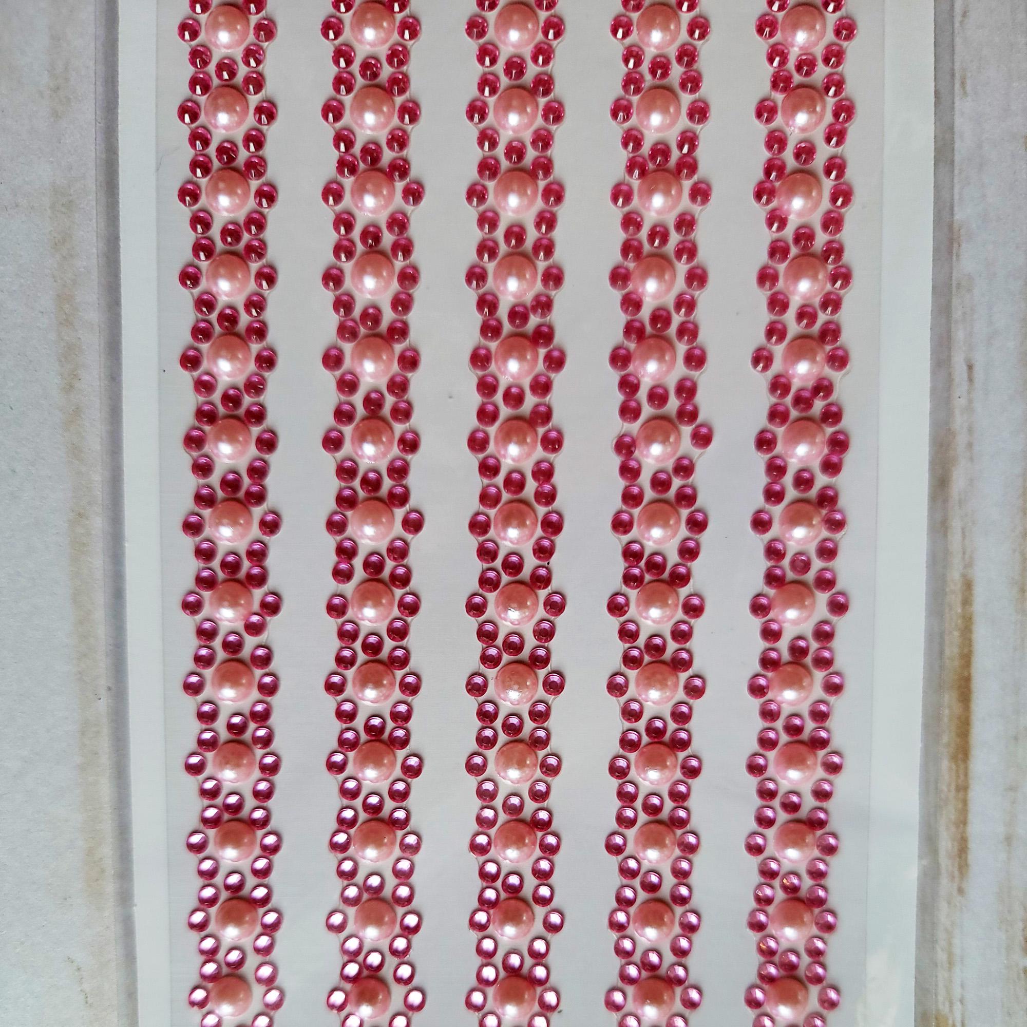 Jewel Flower Border Stickers, Gold-ish and Pink-ish Pearls Jewel ...