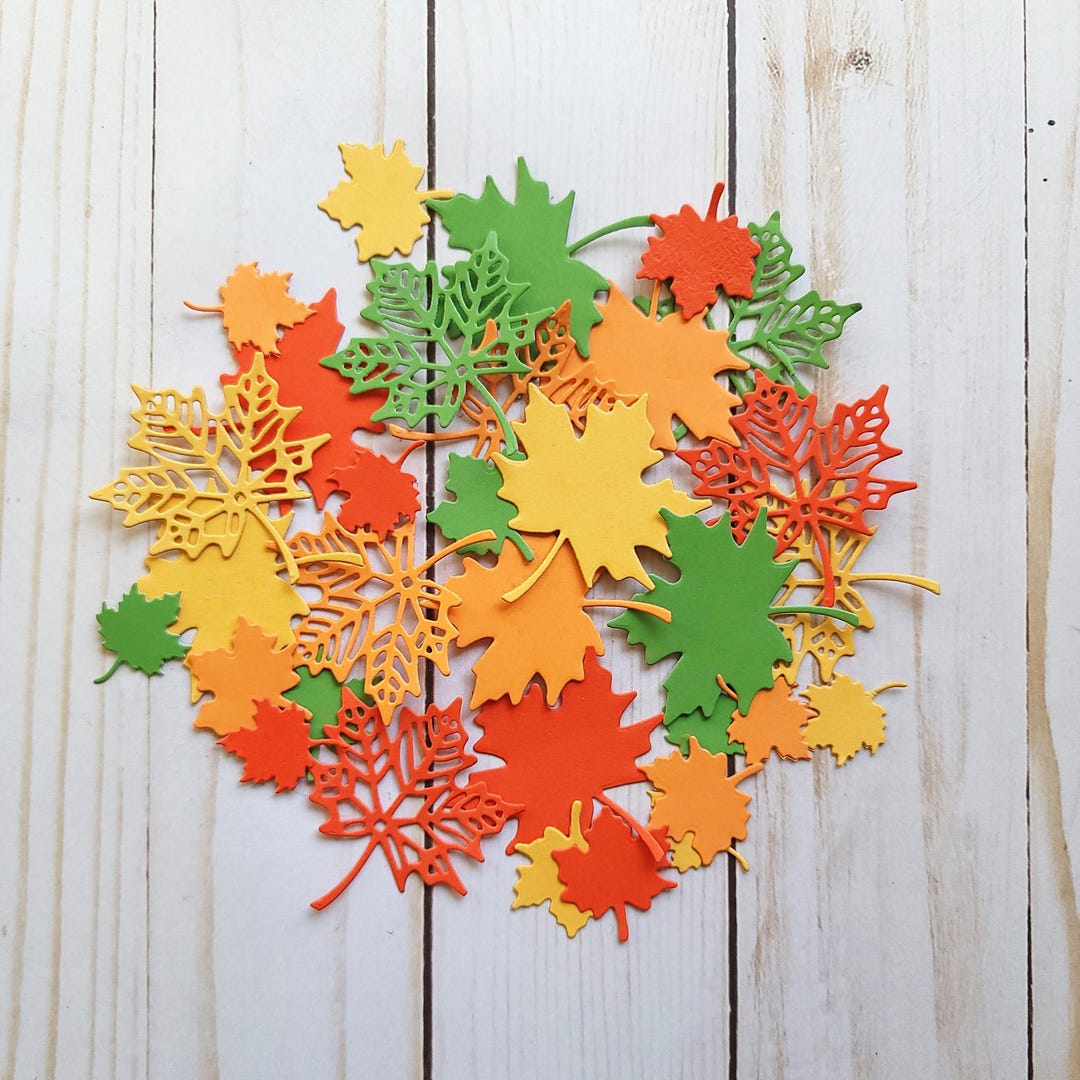 32 Maple Leaves Die Cut Kit, Embellishments for Cardmaking, Assorted ...