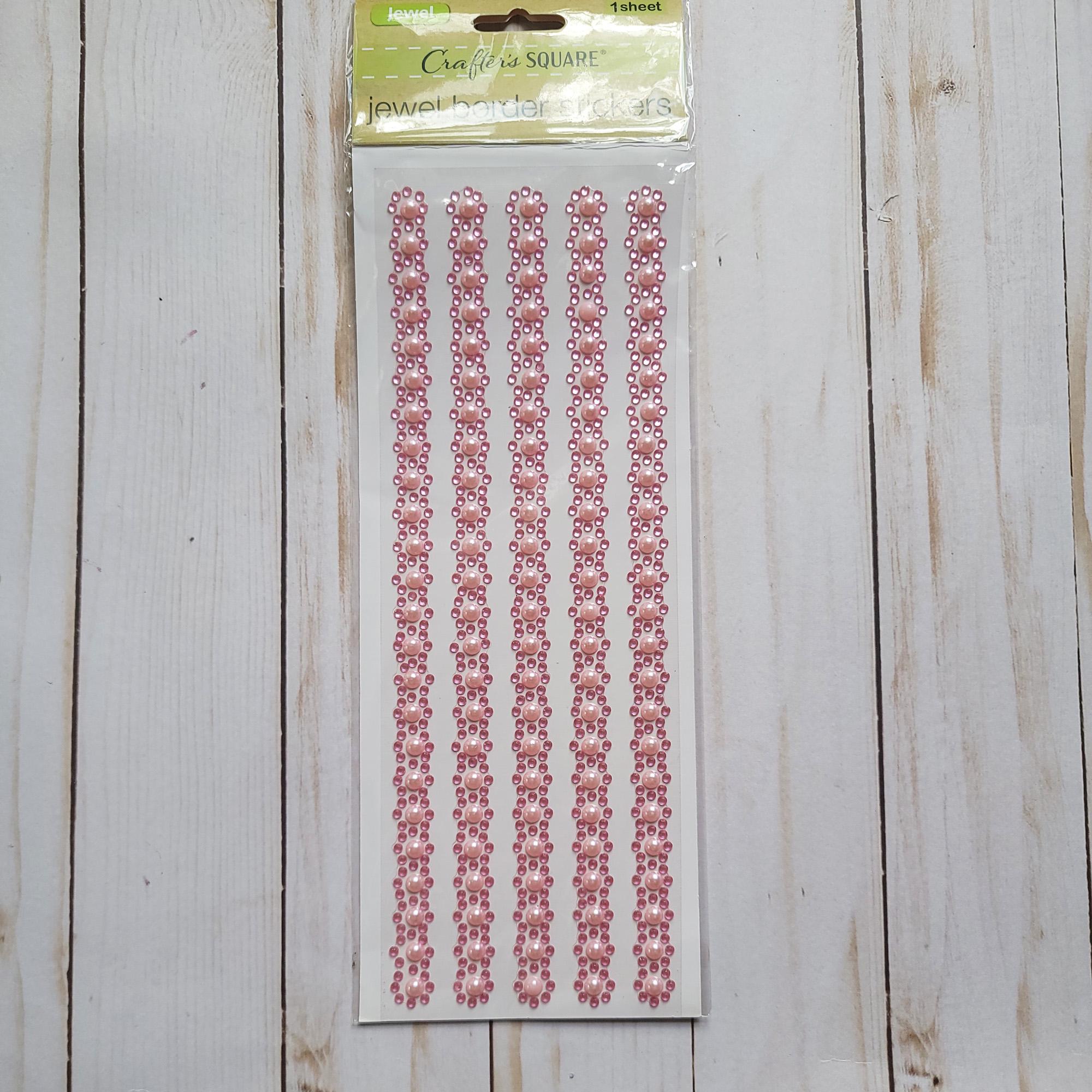 Jewel Flower Border Stickers, Gold-ish and Pink-ish Pearls Jewel ...