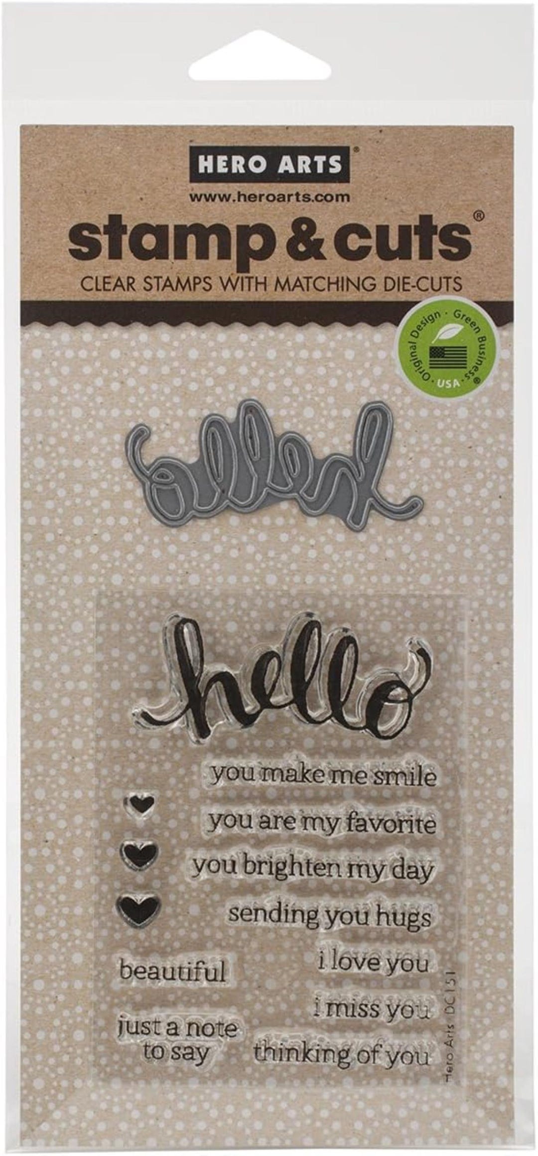 Hello Clear Stamps and Dies, Hero Arts Hello Cutting Die and Sentiments ...