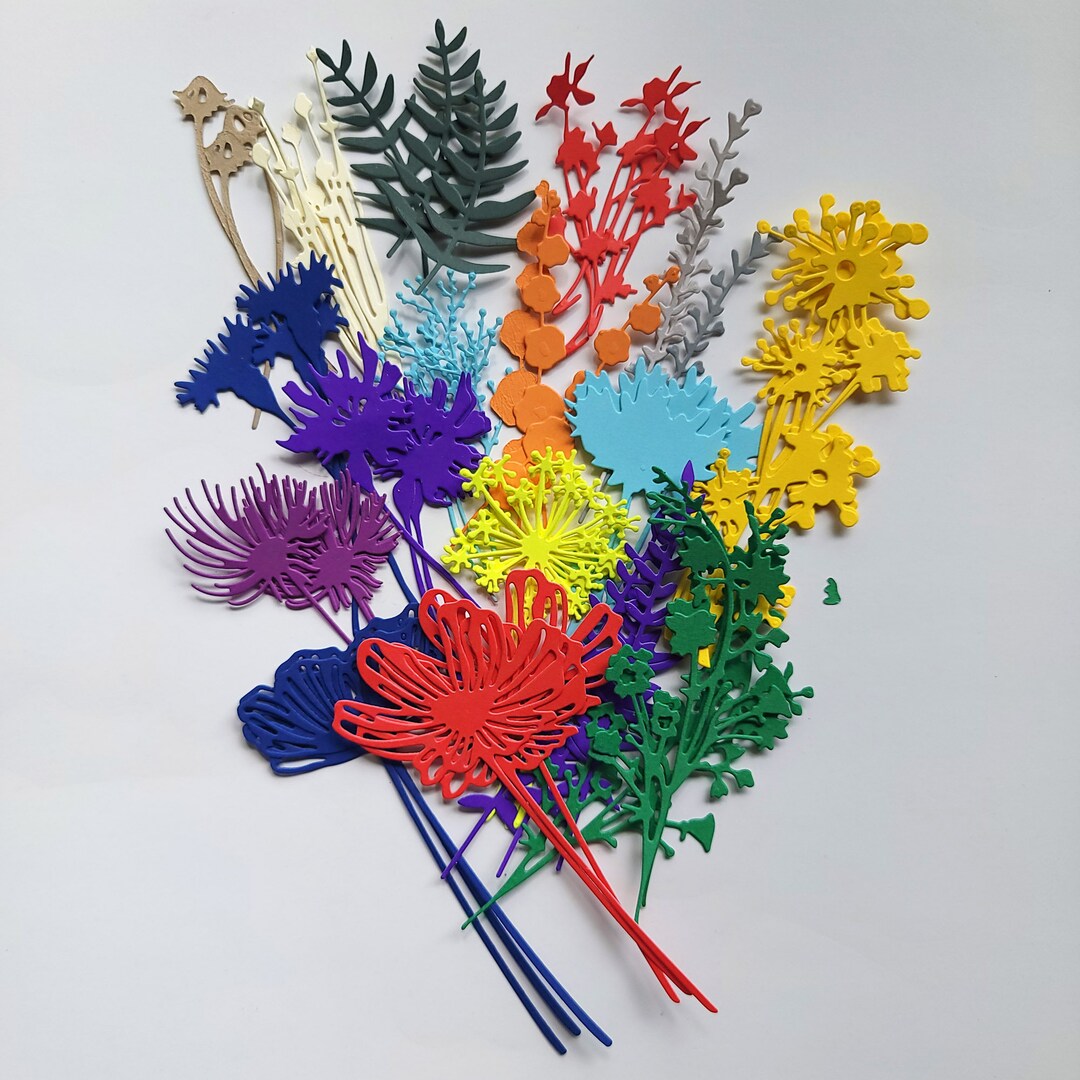 Wildflower Die Cuts: Paper Flower Stems, Card-making Embellishments ...