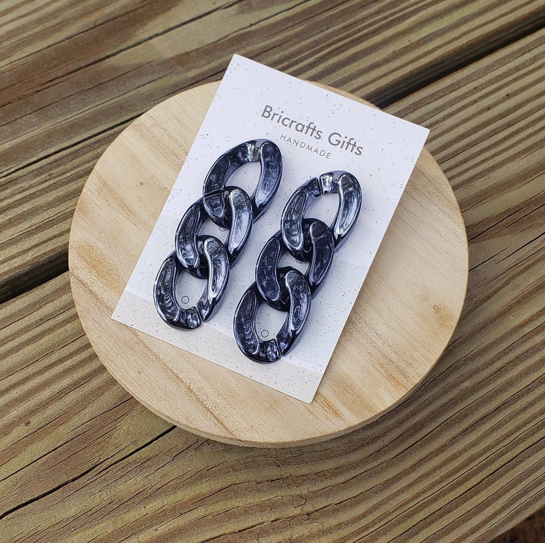 Cuban Link Earrings, Cuban Link Chain, Chunky Silver Earrings, Resin ...