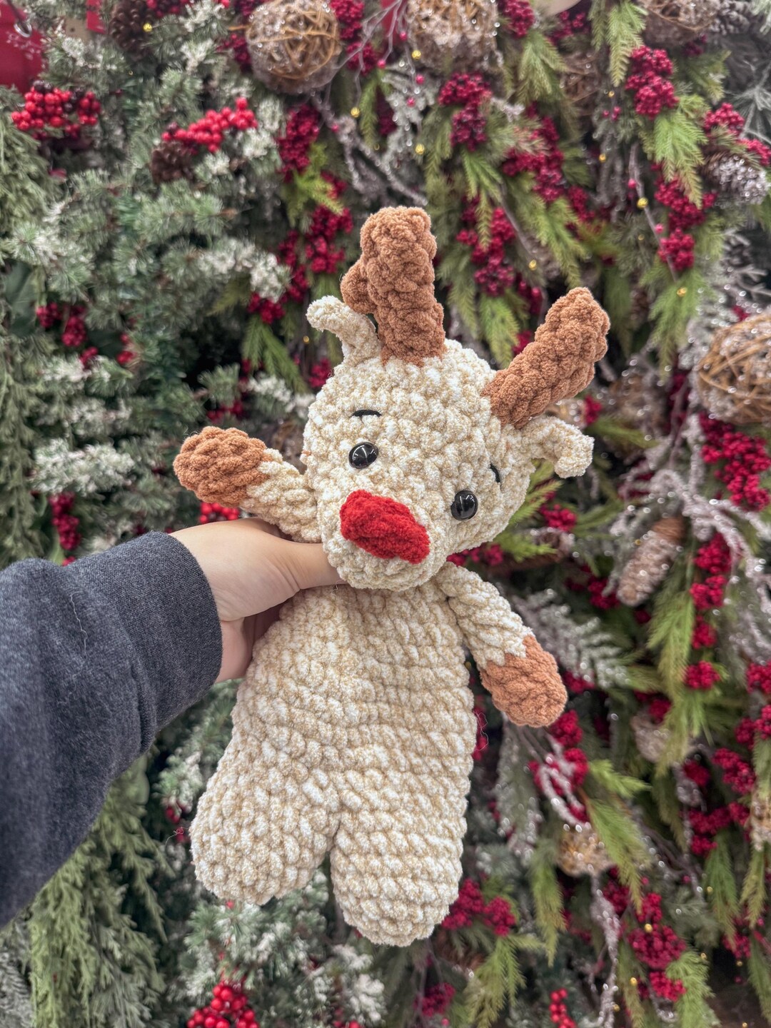Reindeer Rudolph Lovey Snuggler Christmas Crochet Pattern Low Sew Easy ...