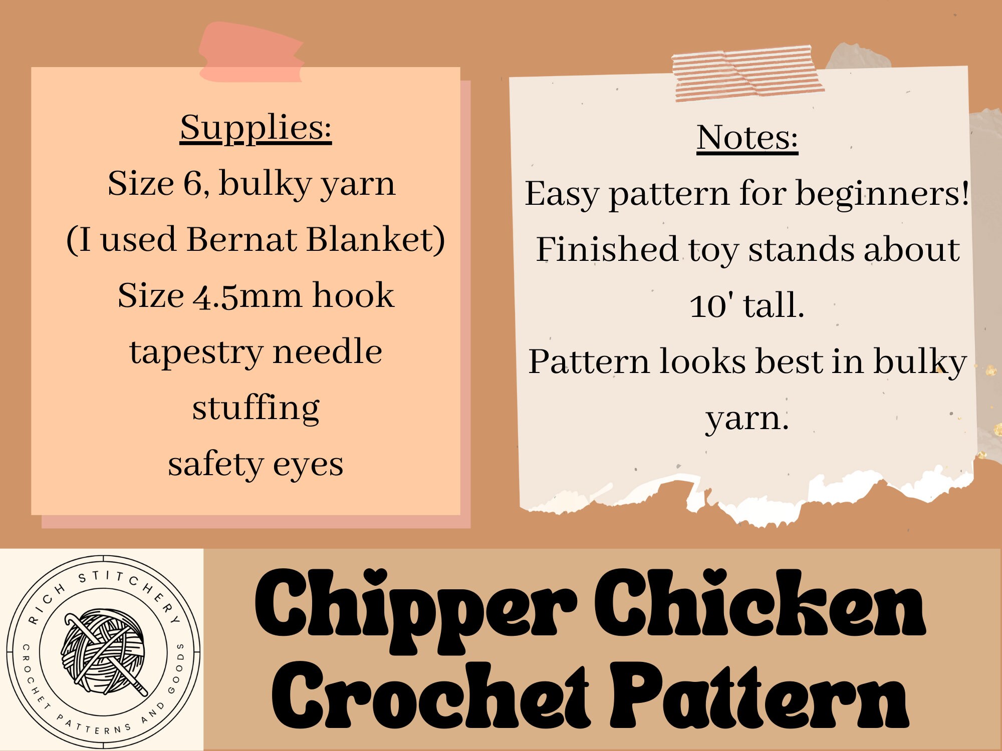 Chipper Chicken Amigurumi Pattern Cute Easy Crochet Pattern Crochet ...