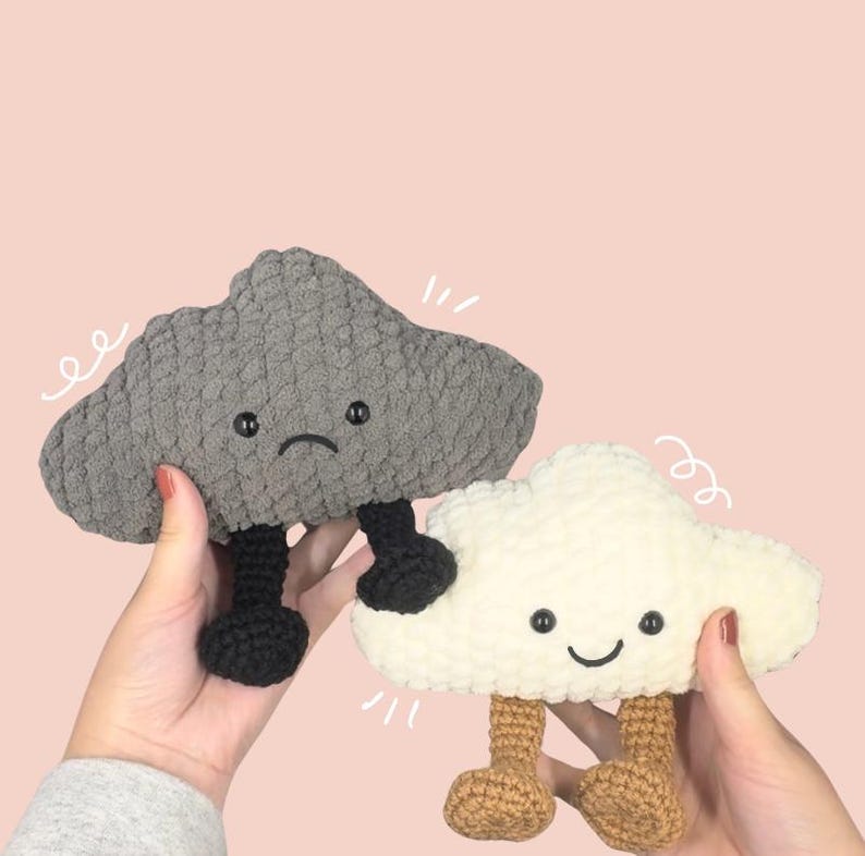 Cute Cloud Crochet Pattern Easy Beginner Quick Amigurumi Jellycat Amuseables Plushie for Market ...
