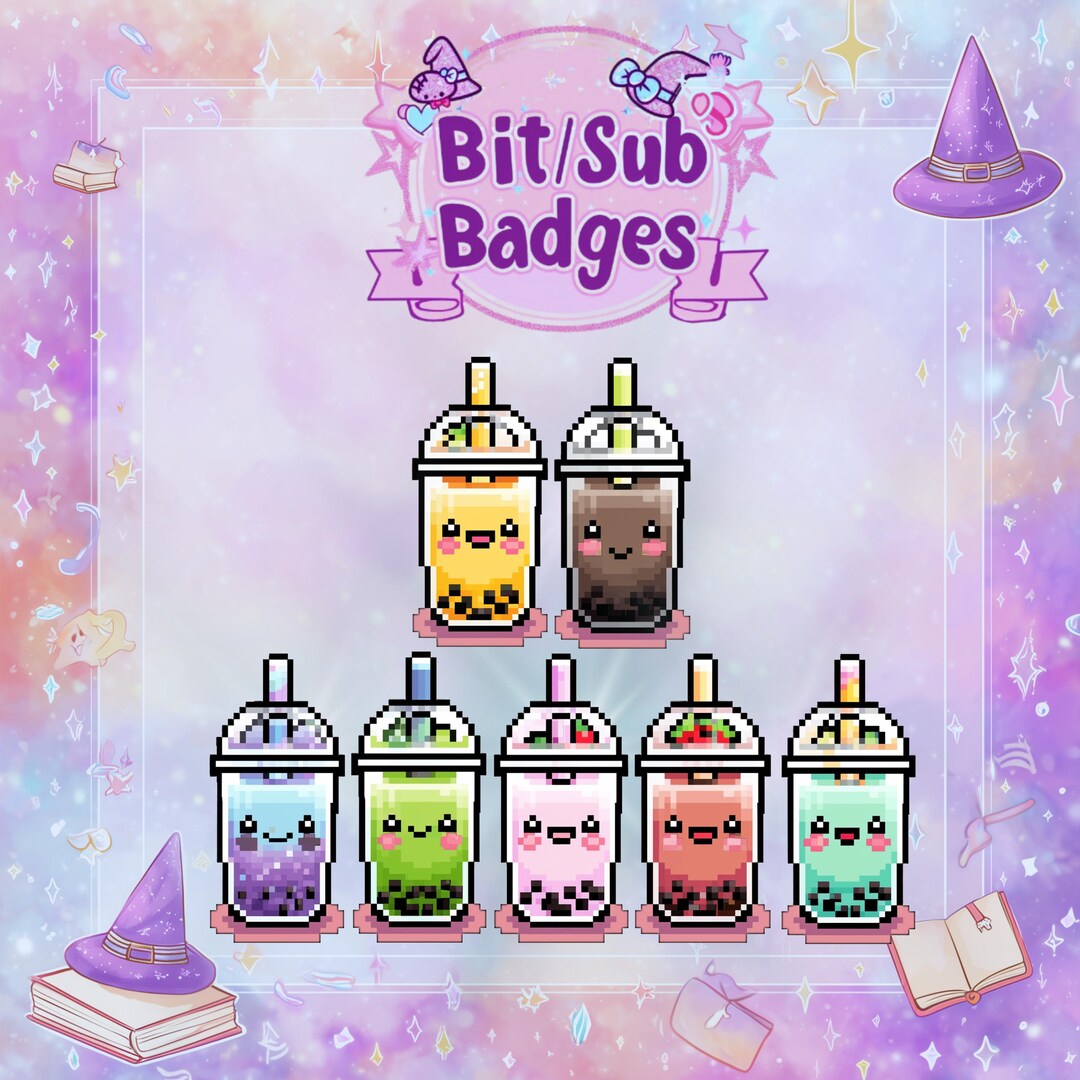 Boba Tea Twitch Emotes & Sub Badges Pack – 7 PNG Digital Assets ...
