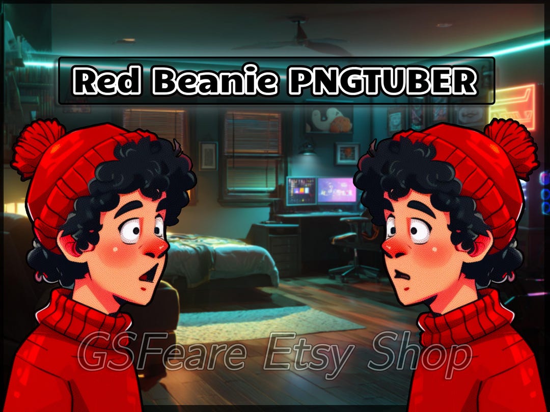 Red Beanie Male Pngtuber Avatar: Pixel Art Streamer Set - Etsy