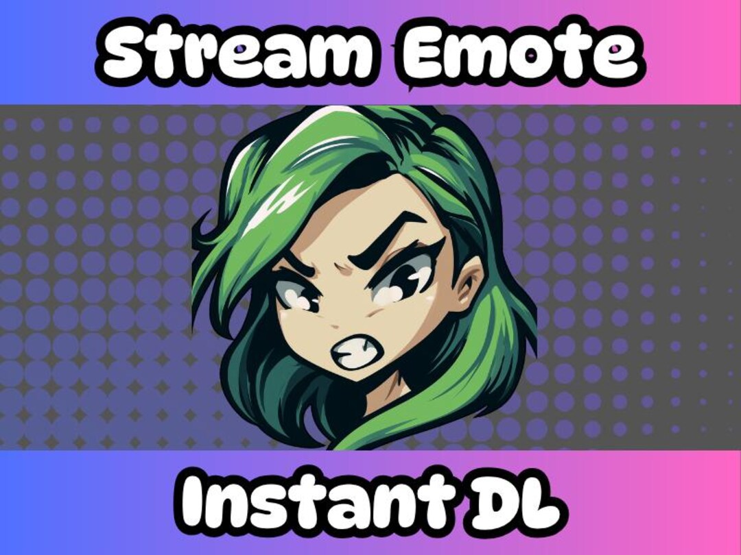 Angry Chibi Girl Emote – Green-haired Anime Reaction PNG for Twitch ...